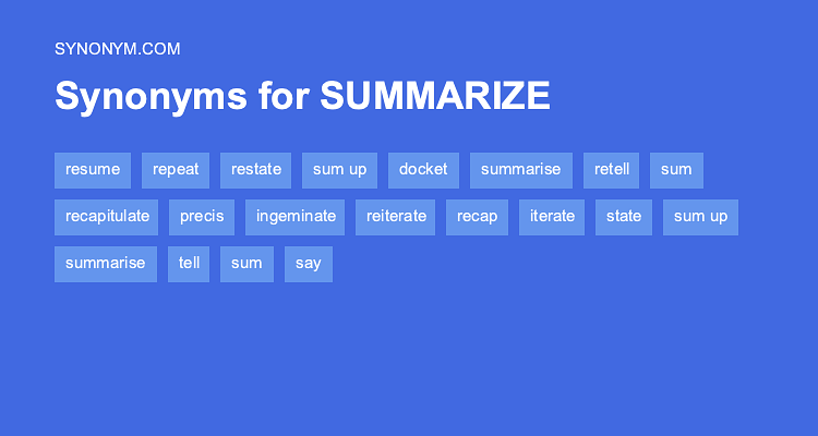 Another Word For SUMMARIZE Synonyms Antonyms